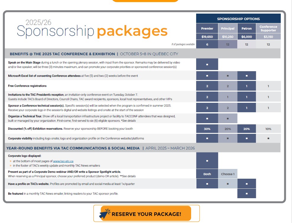 Sponsorship | Transportation Association of Canada (TAC)
